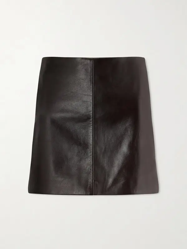 ARMA Melody Leather Mini Skirt - Brown