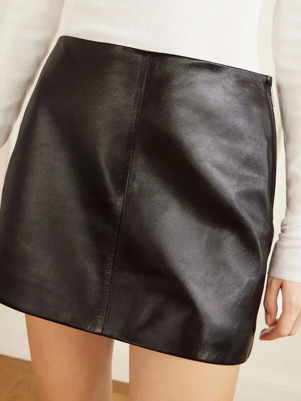 ARMA Melody Leather Mini Skirt - Brown