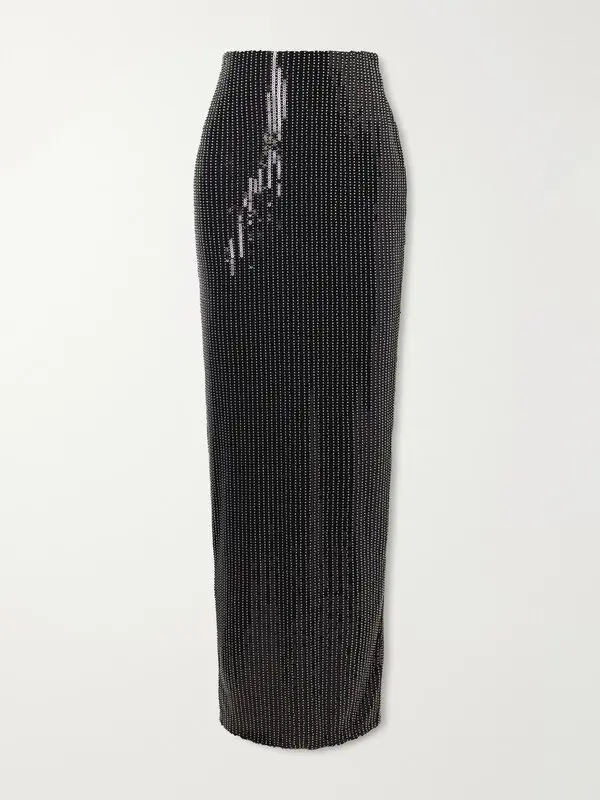 DIMA AYAD Embellished Sequin Maxi Skirt - Black