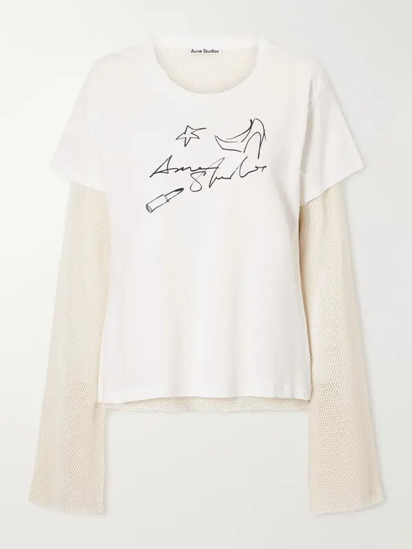 Acne Studios Evina Layered Printed T-shirt - Neutrals