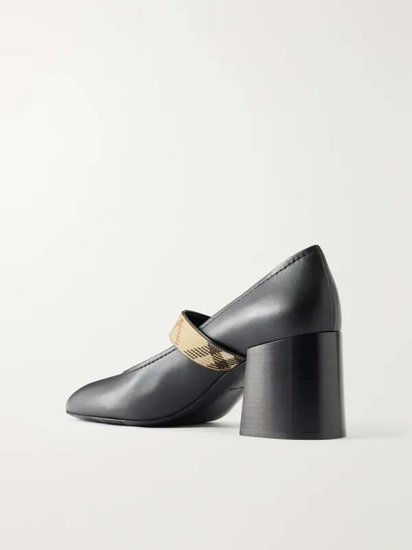 Burberry 65 Checked Leather Mary Jane Pumps