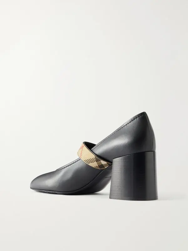 Burberry Checked Leather Mary Jane Pumps