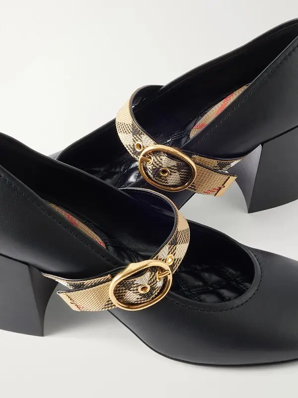 Burberry Checked Leather Mary Jane Pumps