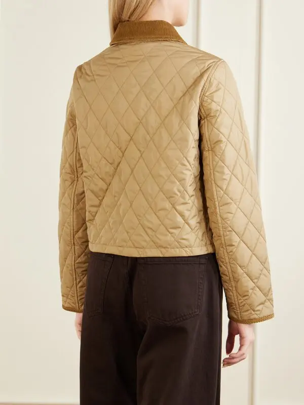 Burberry Cropped Quilted Jacket With Corduroy Trim