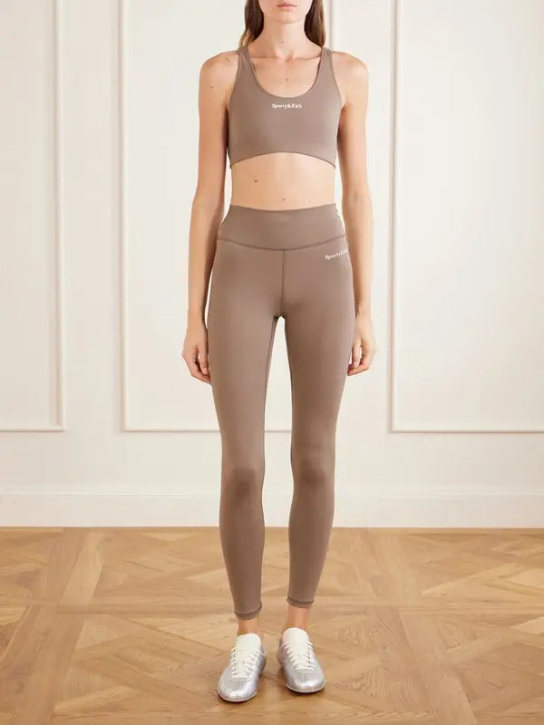 SPORTY & RICH Logo-print Stretch-jersey Sports Bra