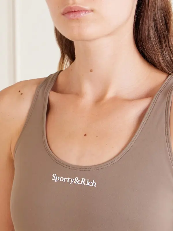 SPORTY & RICH Logo-print Stretch-jersey Sports Bra