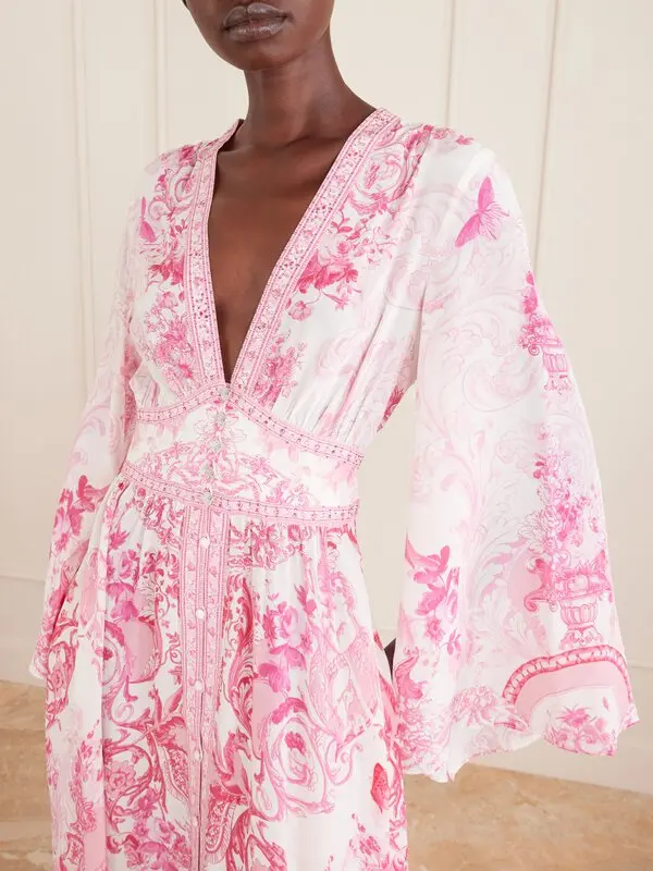 Camilla Embellished Floral-print Silk-crepe Maxi Dress