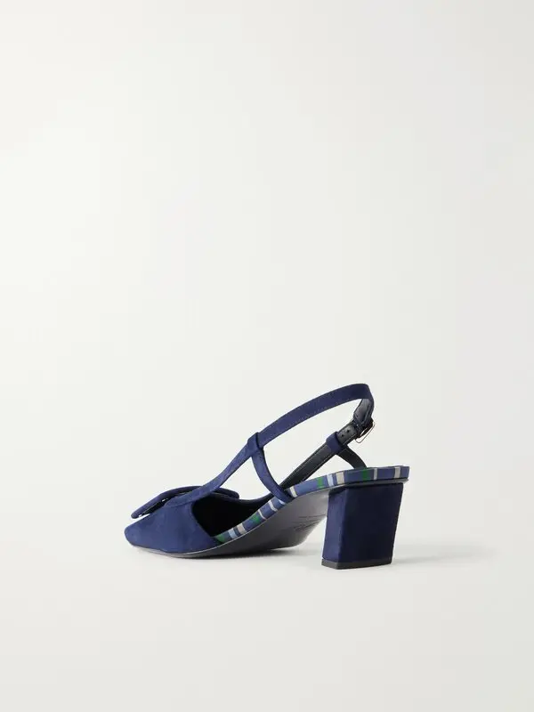ROGER VIVIER Belle Vivier 45 Buckled Suede Slingback Pumps - Blue