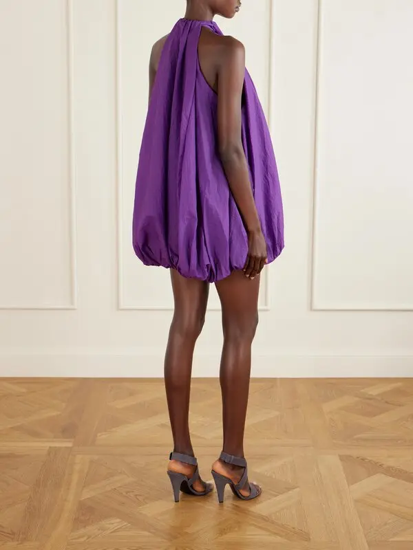 Alaïa Balloon Woven Halterneck Dress - Purple