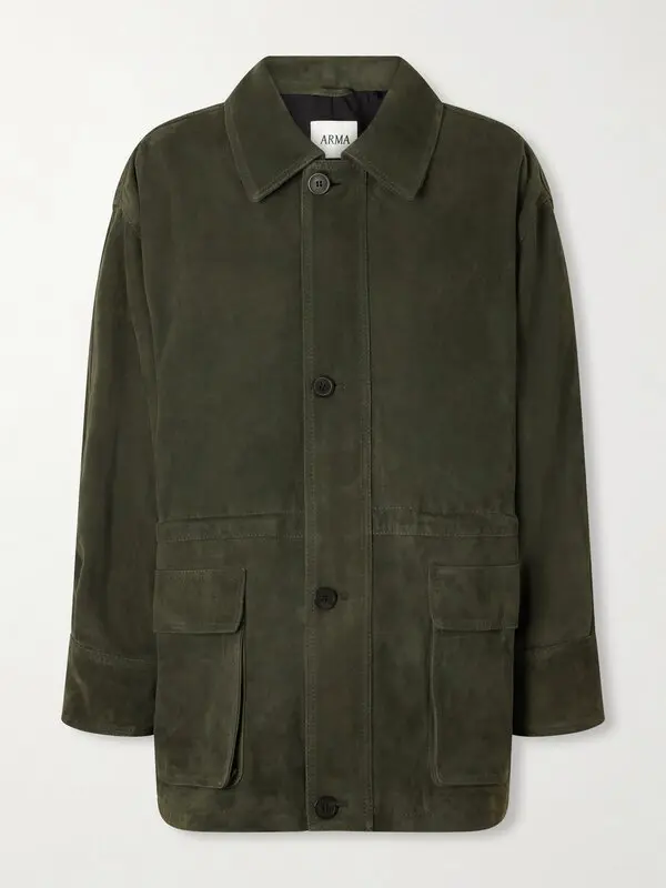 ARMA Maeve Paneled Suede Jacket - Green