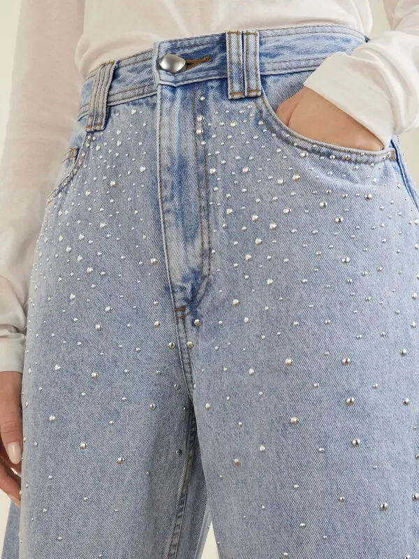 Aje Lucina Studded High-rise Straight-leg Jeans