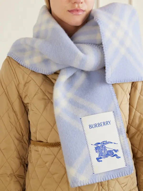 Burberry Logo-appliquéd Checked Wool Scarf