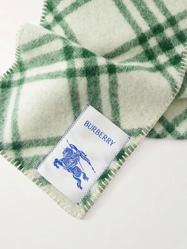 Burberry Logo-appliquéd Checked Wool Scarf