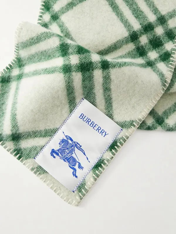 Burberry Logo-appliquéd Checked Wool Scarf