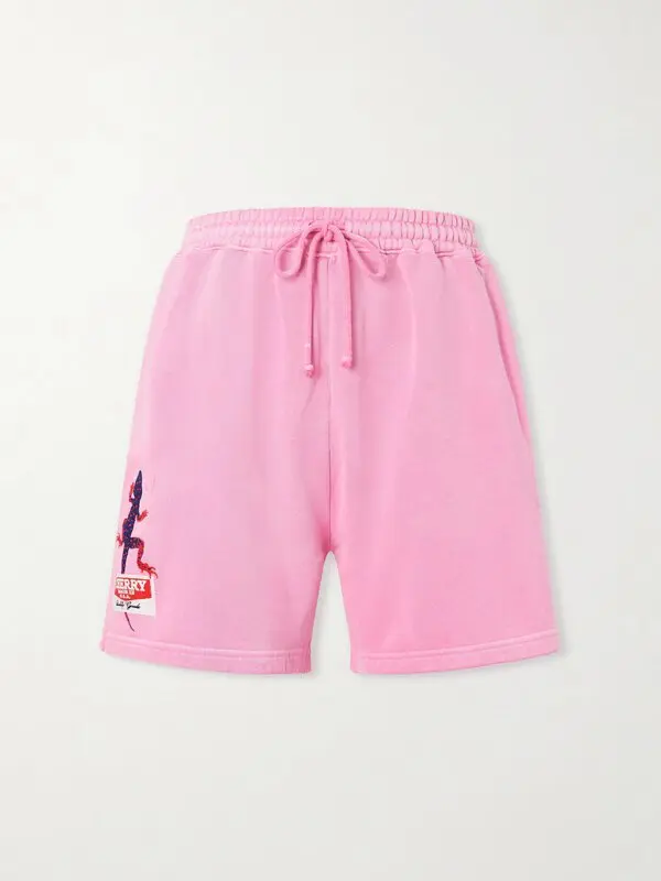 CHERRY LOS ANGELES Embroidered Cotton Shorts - Pink
