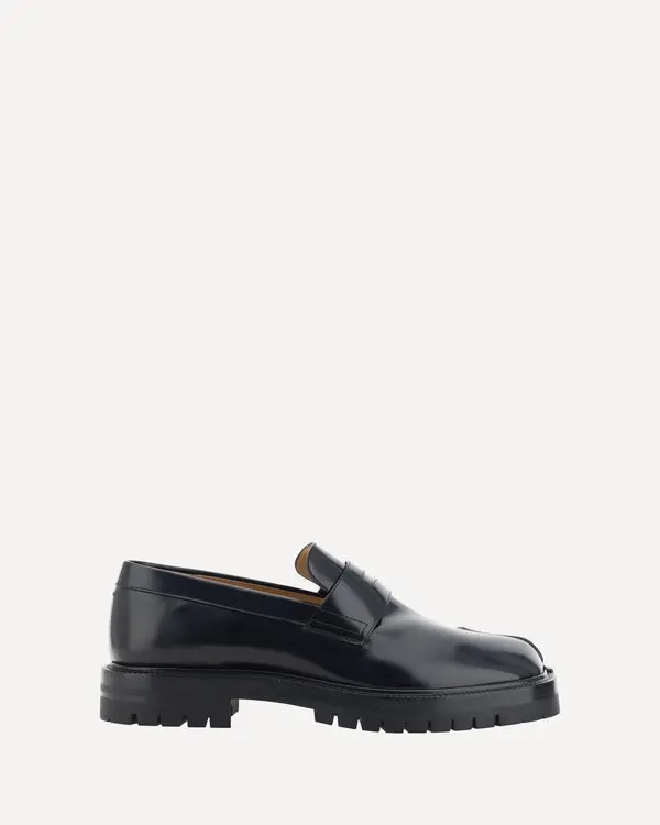 MARGIELA Maison Calfskin Tabi Loafers - Black