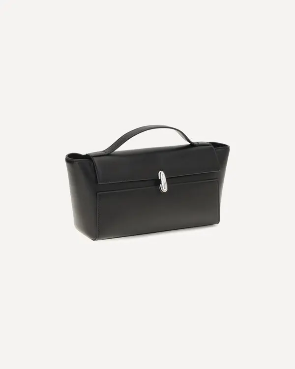 Savette Symmetry Trapeze Clutch In Smooth Leather - Black