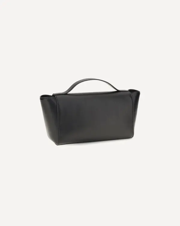 Savette Symmetry Trapeze Clutch In Smooth Leather - Black
