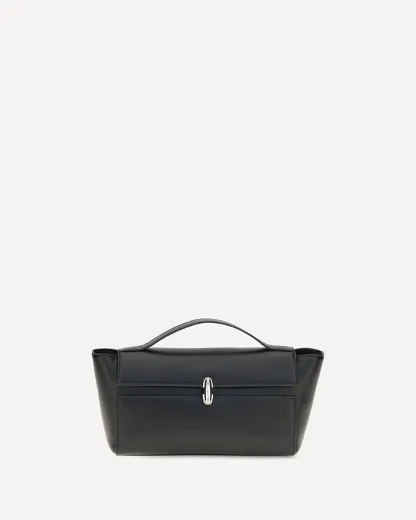 Savette Symmetry Trapeze Clutch In Smooth Leather - Black