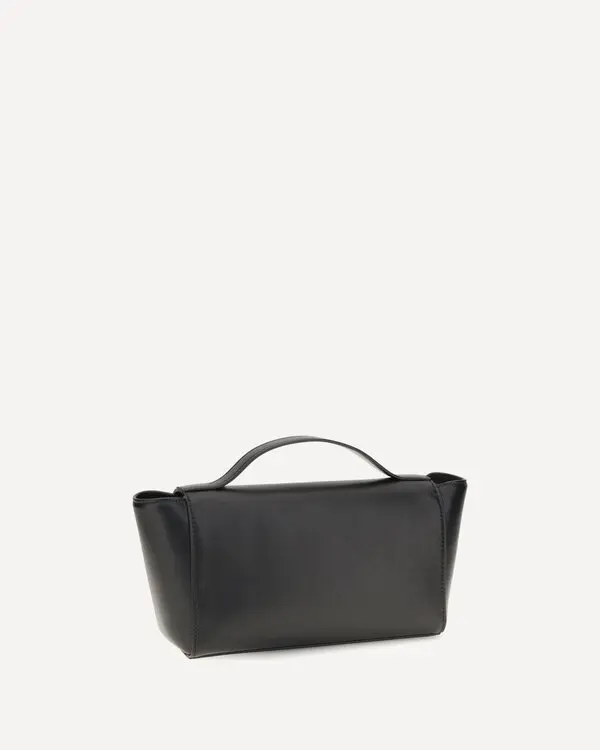 Savette Symmetry Trapeze Clutch In Smooth Leather - Black