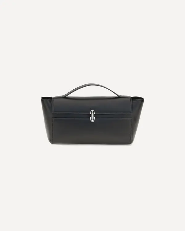 Savette Symmetry Trapeze Clutch In Smooth Leather - Black