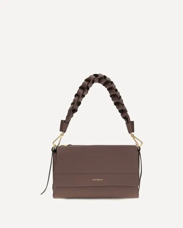 COCCINELLE Boheme Shoulder Bag With Woven Handle - Brown