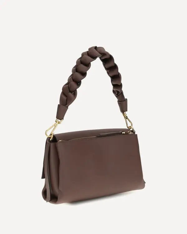 COCCINELLE Boheme Shoulder Bag With Woven Handle - Brown