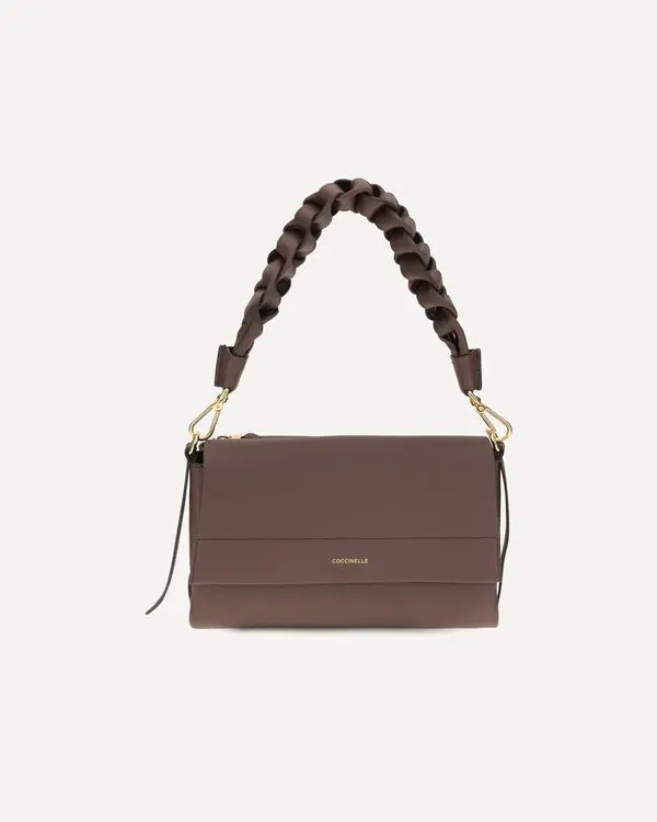 COCCINELLE Boheme Shoulder Bag With Woven Handle - Brown