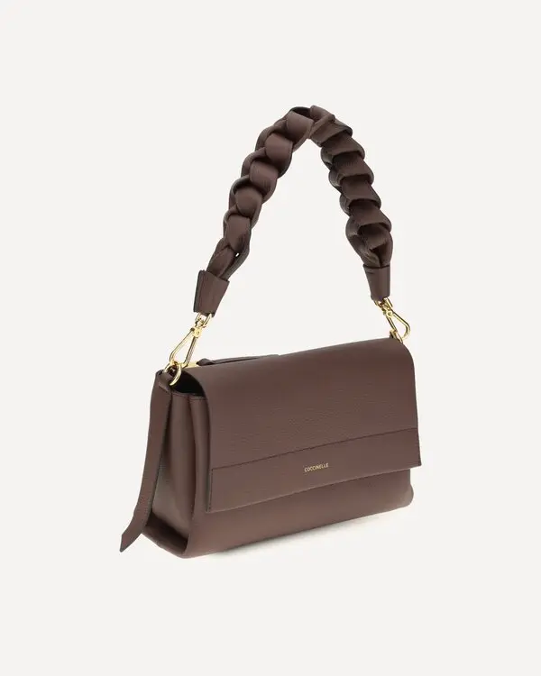 COCCINELLE Boheme Shoulder Bag With Woven Handle - Brown