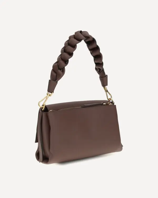 COCCINELLE Boheme Shoulder Bag With Woven Handle - Brown
