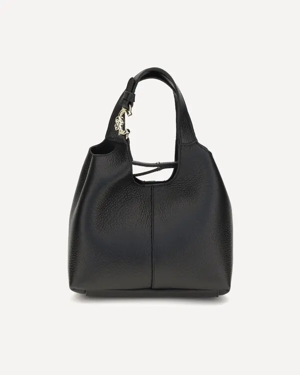 COCCINELLE C-easy Small Grained Leather Handbag With Top Handle And Adjustable Strap - Black