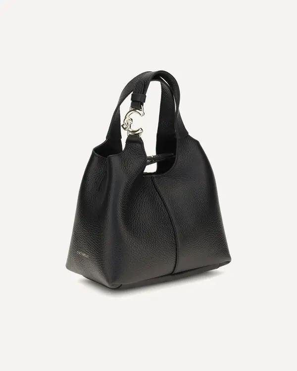 COCCINELLE C-easy Small Grained Leather Handbag With Top Handle And Adjustable Strap - Black