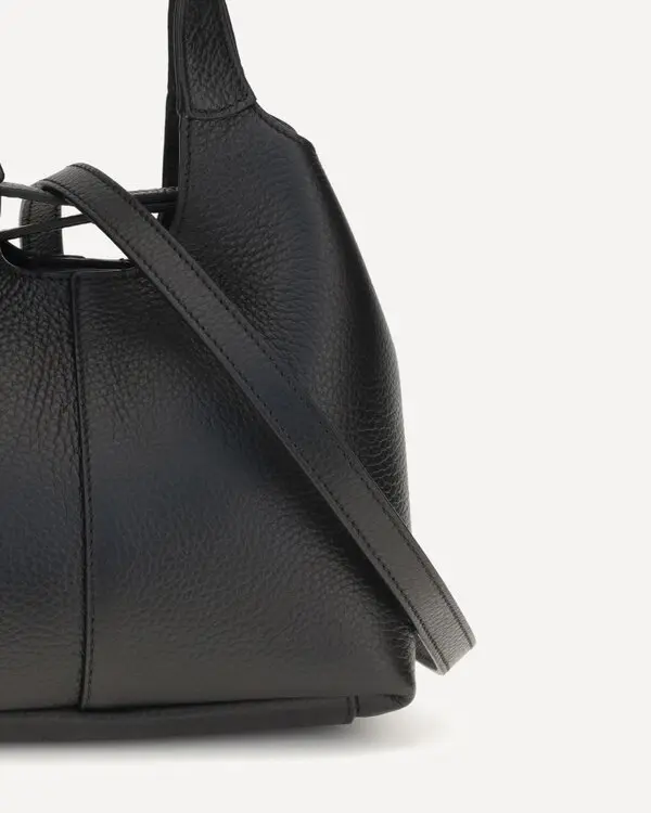 COCCINELLE C-easy Small Grained Leather Handbag With Top Handle And Adjustable Strap - Black