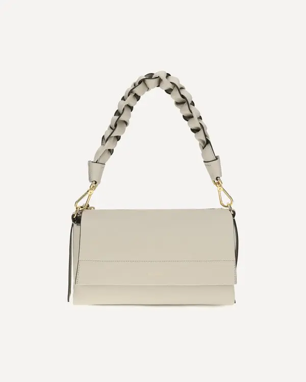 COCCINELLE Boheme Shoulder Bag With Woven Handle - Cream