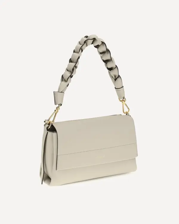 COCCINELLE Boheme Shoulder Bag With Woven Handle - Cream