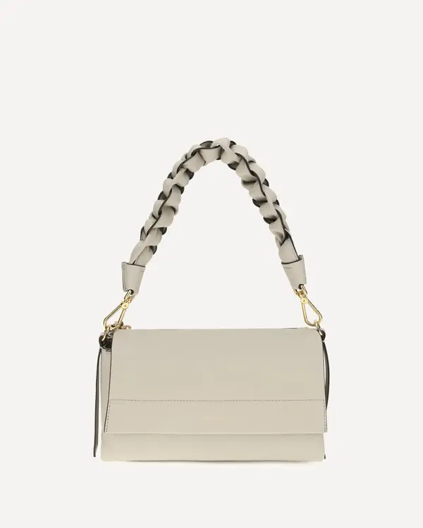 COCCINELLE Boheme Shoulder Bag With Woven Handle - Cream