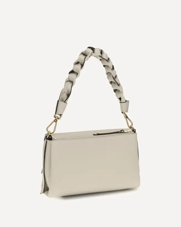 COCCINELLE Boheme Shoulder Bag With Woven Handle - Cream
