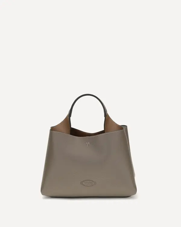 TOD'S Micro Leather Handbag With T Timeless Accessory - Grey