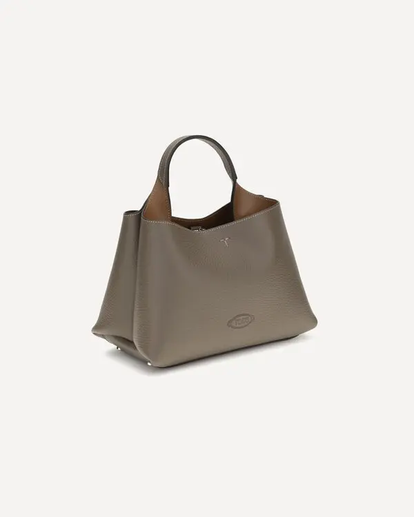TOD'S Micro Leather Handbag With T Timeless Accessory - Grey