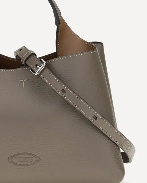 TOD'S Micro Leather Handbag With T Timeless Accessory - Grey