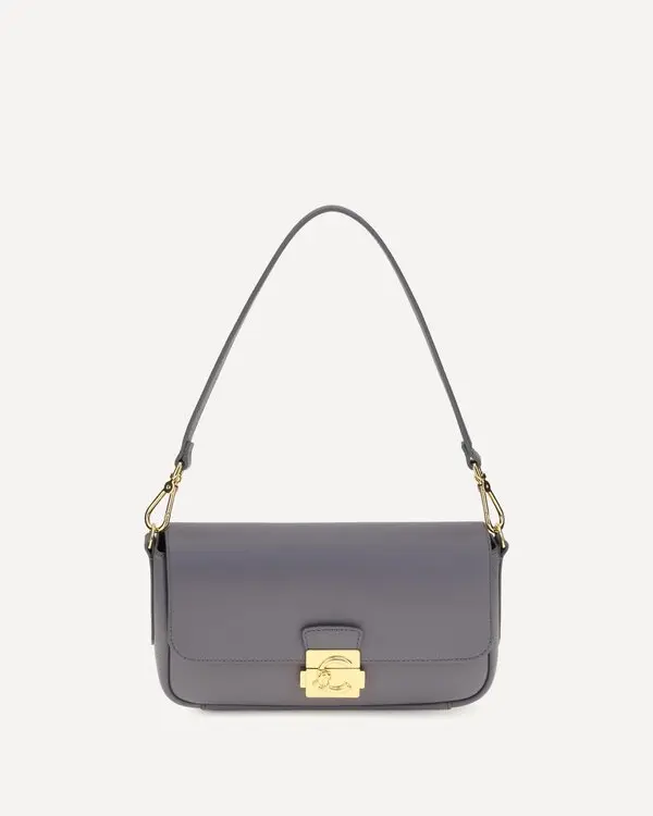 COCCINELLE C-me Lock Medium Shoulder Bag In Grained Leather - Light Blue