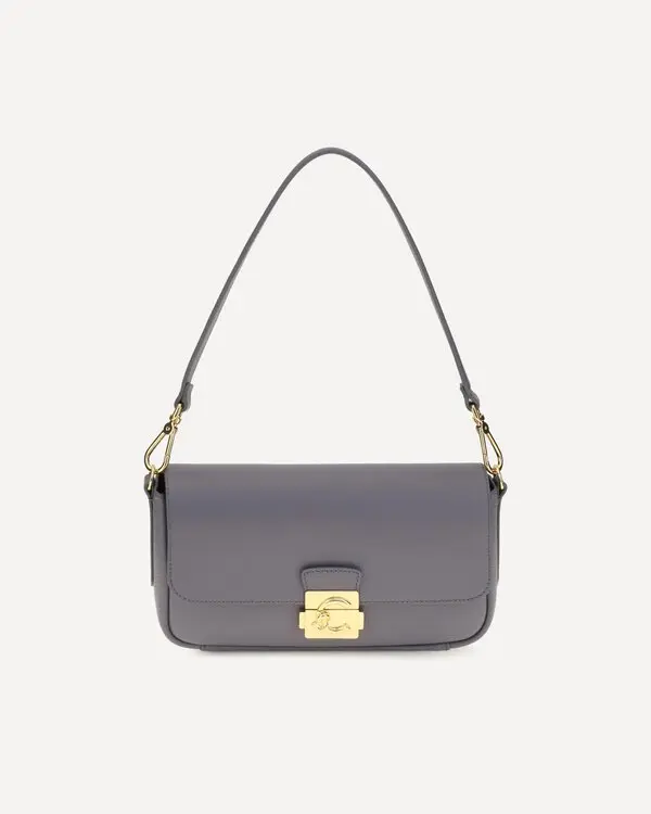 COCCINELLE C-me Lock Medium Shoulder Bag In Grained Leather - Light Blue