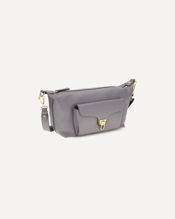 COCCINELLE Beat Generation Leather Shoulder Bag - Grey