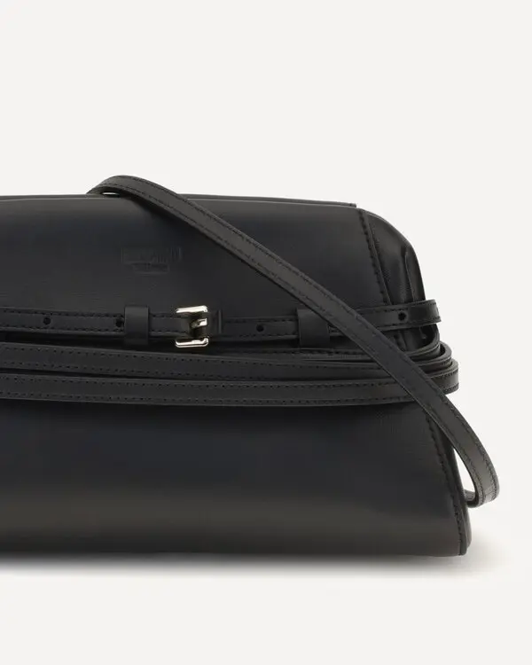 Moschino Belt Detail Clutch In Leather - Black