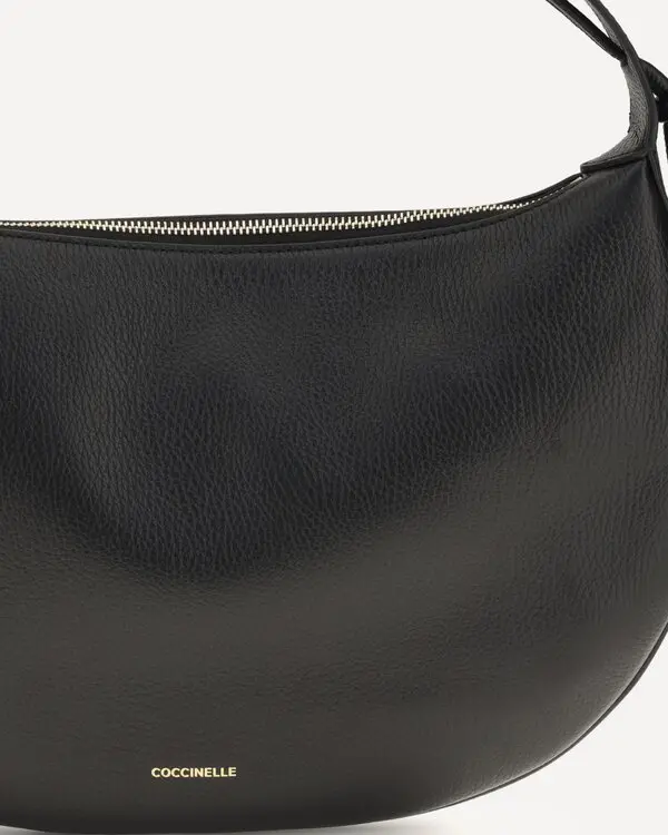 COCCINELLE Thess Shoulder Bag In Grained Leather - Black