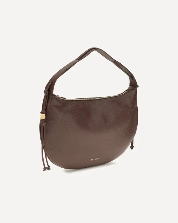 COCCINELLE Thess Shoulder Bag In Grained Leather - Brown