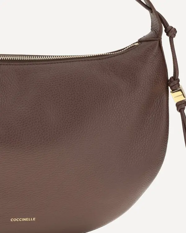 COCCINELLE Thess Shoulder Bag In Grained Leather - Brown