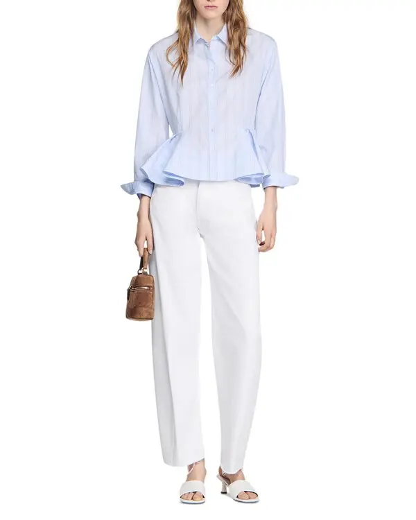 Sandro Striped Peplum Shirt