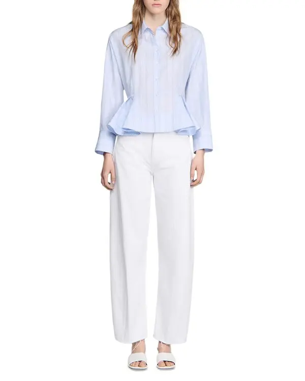 Sandro Striped Peplum Shirt