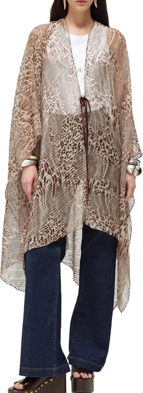 BLUGIRL Sheer Animal-print Cape